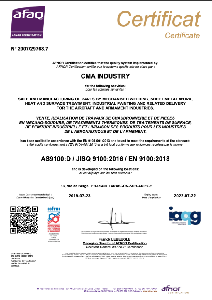 certification qualite cma - Groupe R-Méca